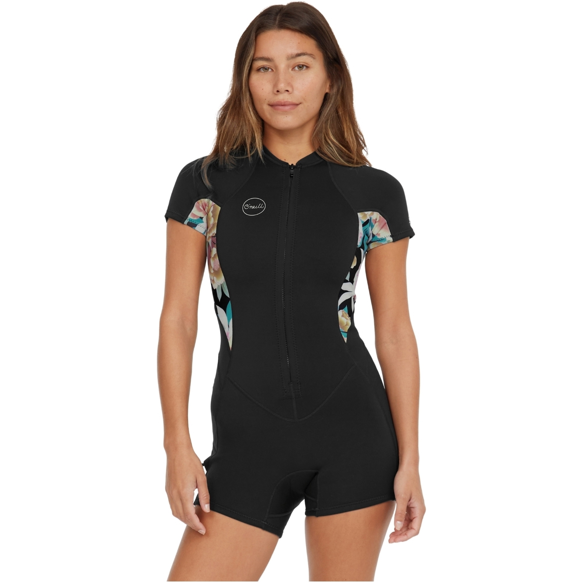 2025 O'Neill Womens Bahia 2/1mm Front Zip Springsuit Wetsuit 5293 - Black / Mikah | Wetsuit Outlet